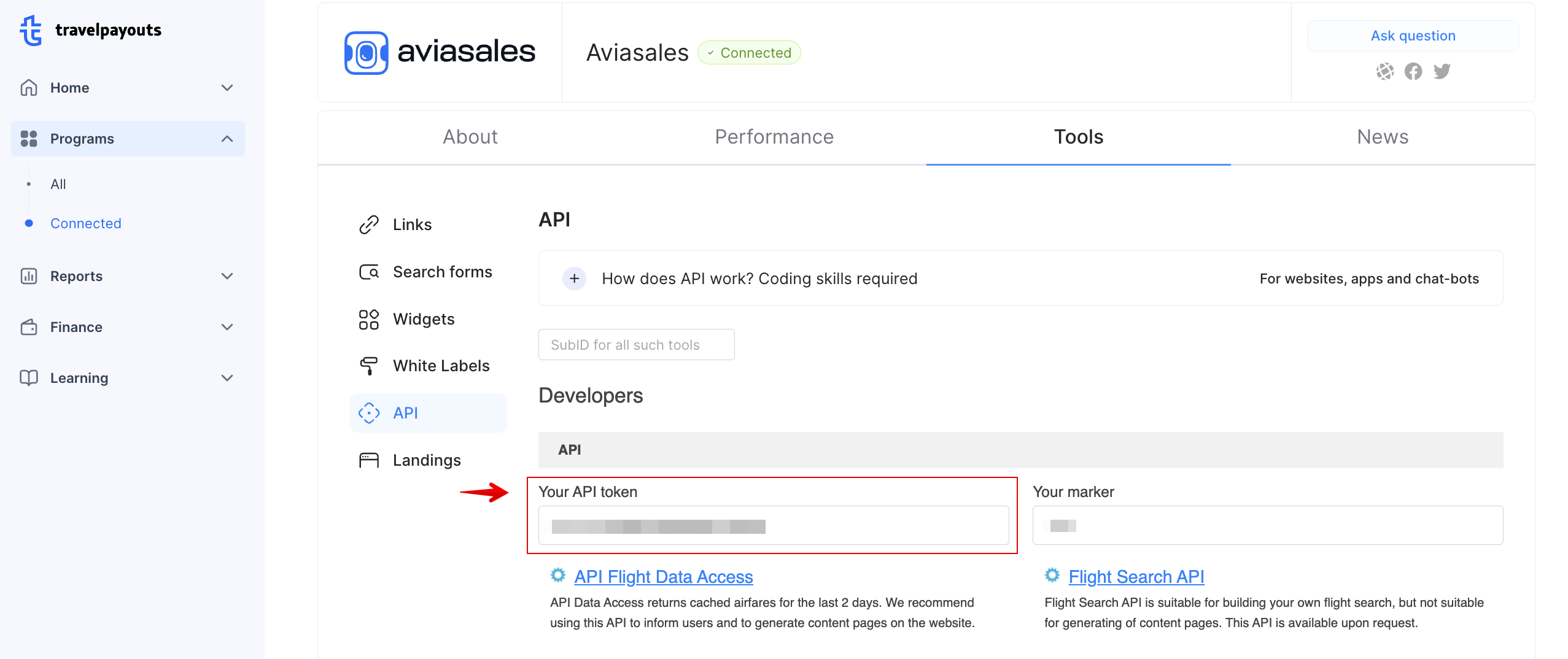 Where to find API token? – Travelpayouts Help Center
